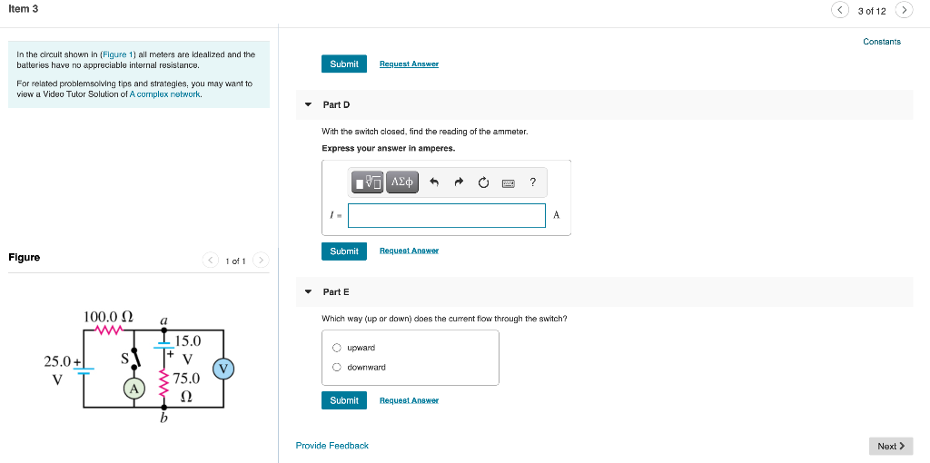 Solved Item 3 Constants In the circuit shown in | Chegg.com