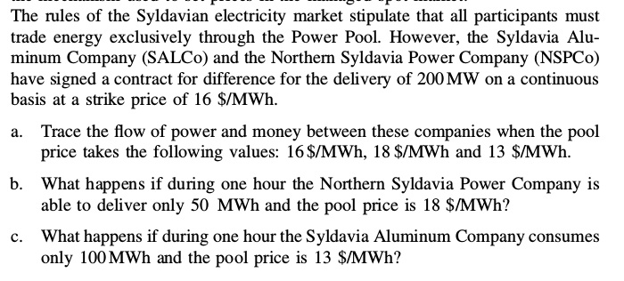 Solved The rules of the Syldavian electricity market | Chegg.com