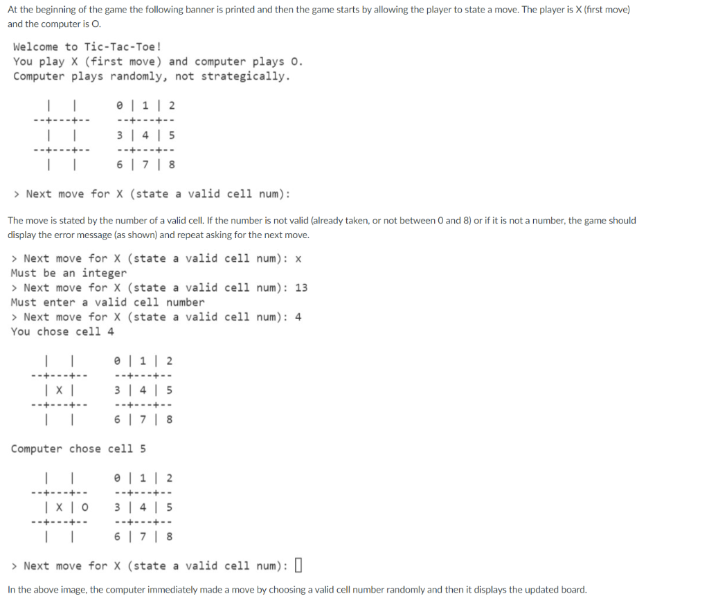 Solved A pyhton TicTacToe game (command line), The | Chegg.com