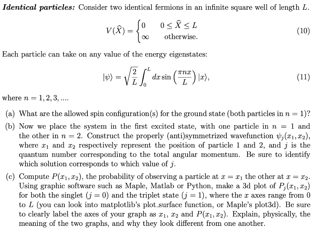 Solved Identical particles: Consider two identical fermions | Chegg.com