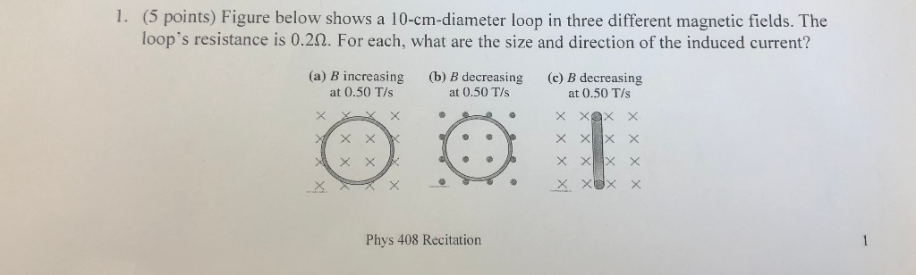 Solved (5 points) Figure below shows a 10-cm-diameter loop | Chegg.com