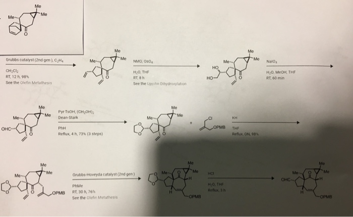 Solved Me Me Grubbs catalyst (2nd gen )CH Me.s Me NMO, os0 | Chegg.com