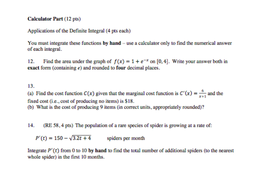 Solved This is a calculator part but you still must | Chegg.com