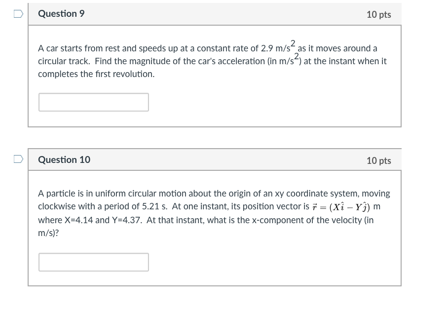 Solved 10 pts DQuestion 9 A car starts from rest and speeds | Chegg.com