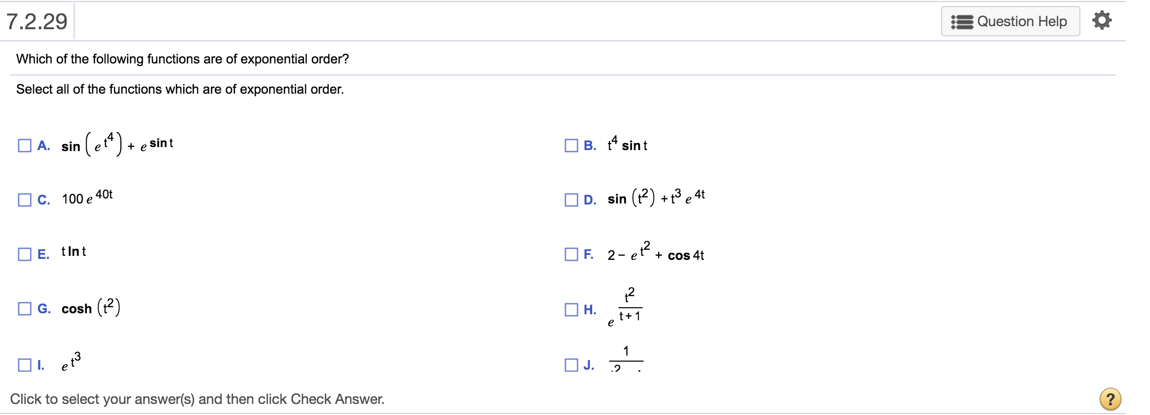 Solved 7.2.29 Question Help Which of the following functions | Chegg.com