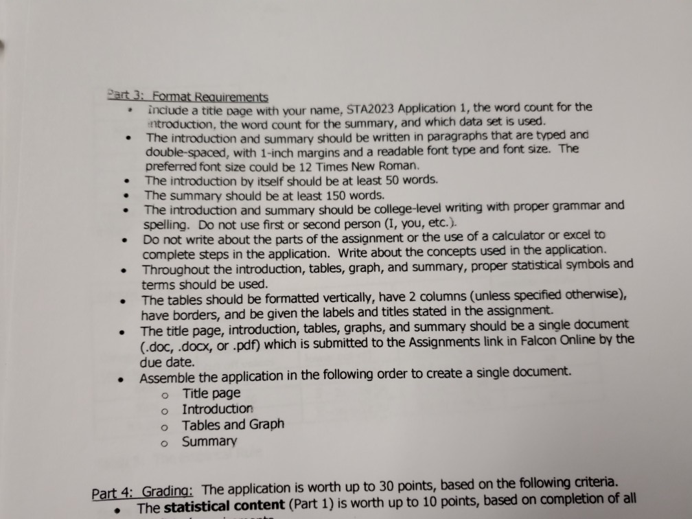 Part 3: Format Requirements include a title page with | Chegg.com