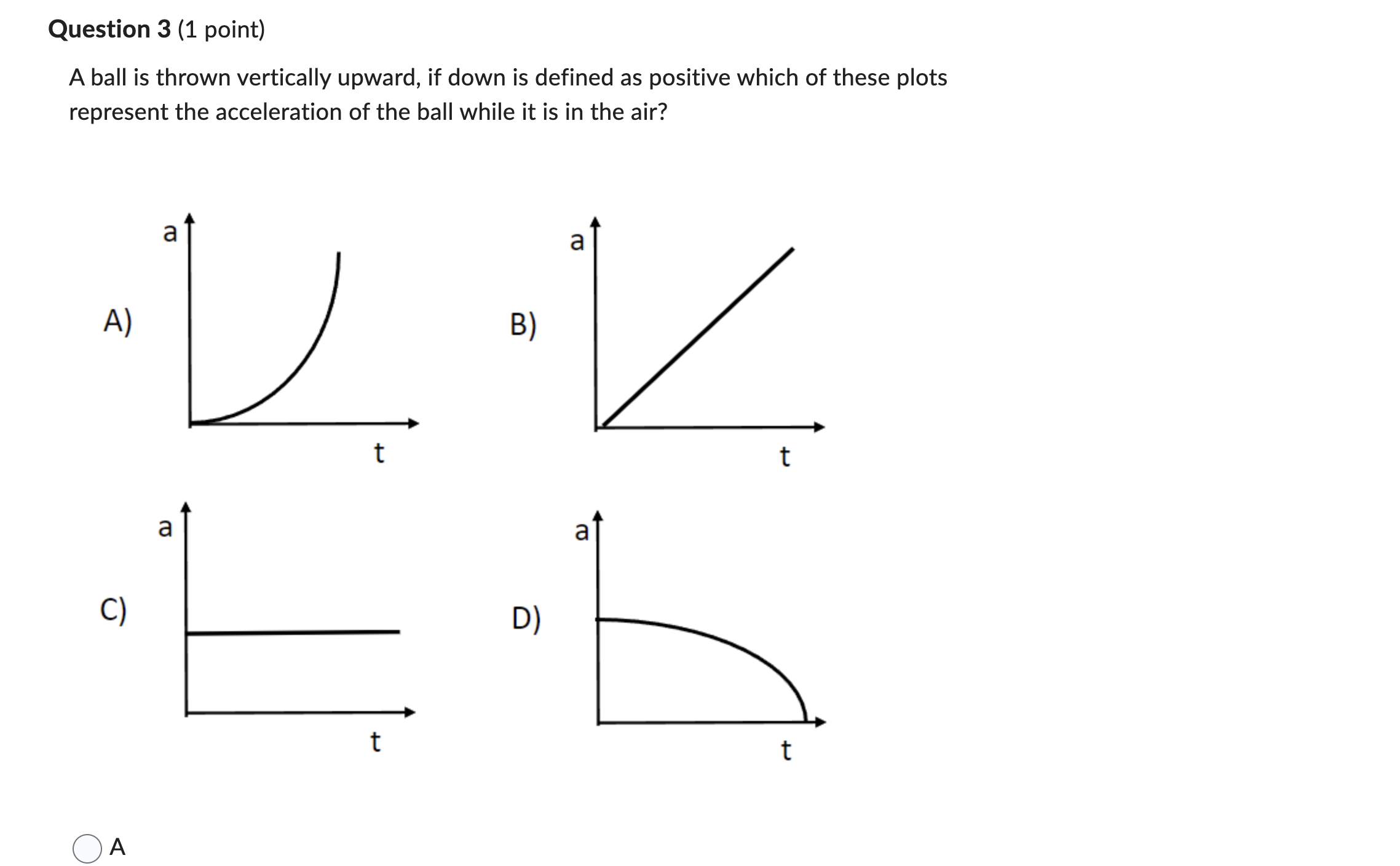 Solved A ball is thrown vertically upward, if down is | Chegg.com