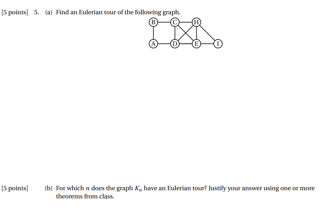 Solved 5 A Find An Eulerian Tour Of The Following Graph