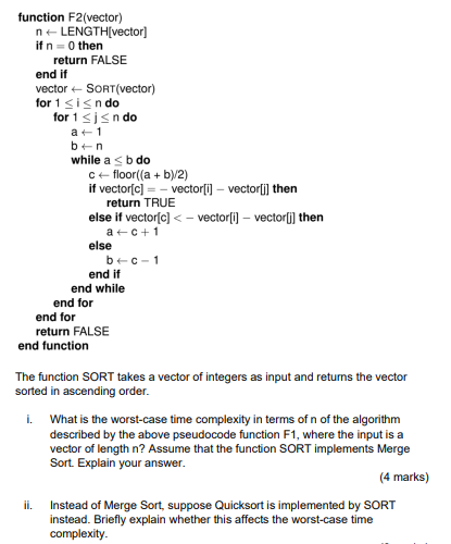 Solved The algorithm of F1 solves the following problem: | Chegg.com