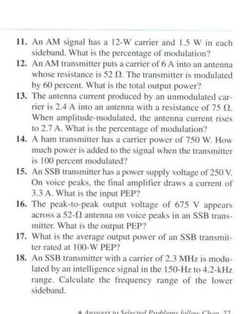 Solved 11. An AM signal has a 12-W carrier and 1.5 W in each | Chegg.com