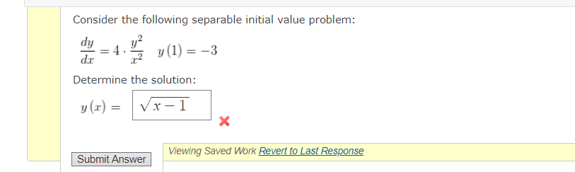 Solved Consider The Following Separable Initial Value 8411