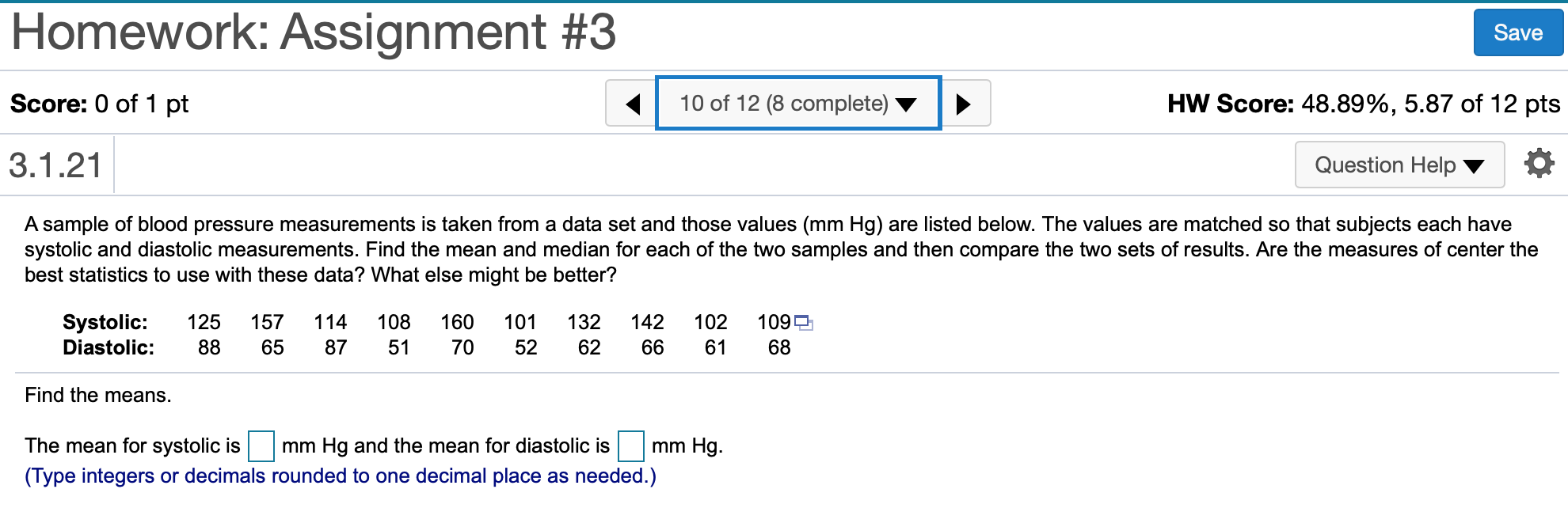 Solved Homework Assignment 3 Save Score 0 Of 1 Pt 10 Of
