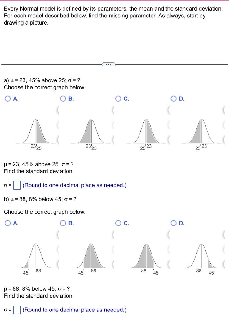 Solved Every Normal model is defined by its parameters, the | Chegg.com