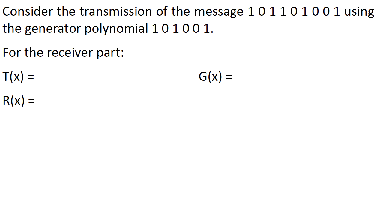 Solved Consider the transmission of the message 1 01101001 | Chegg.com