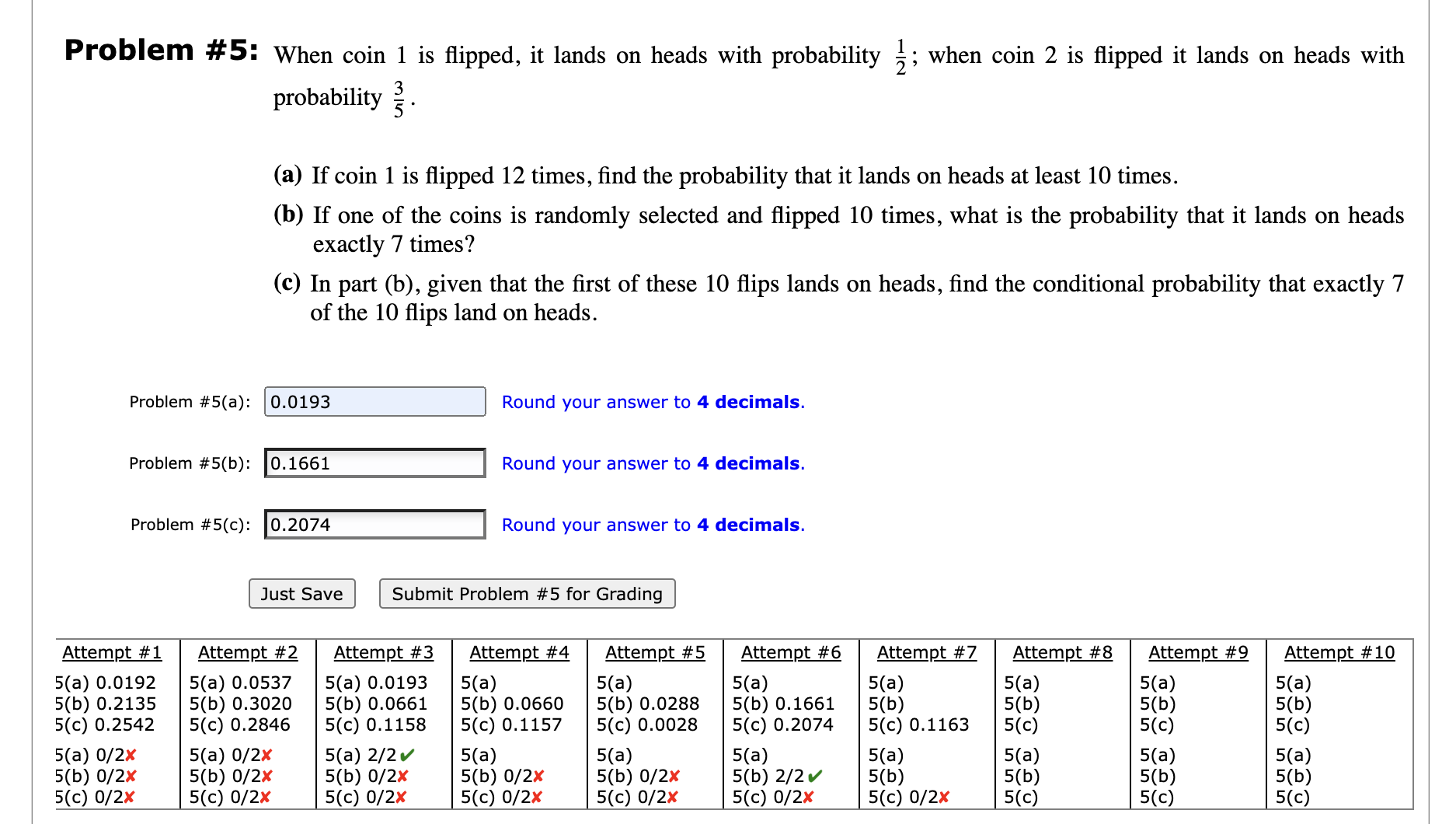 Solved Problem #5: When coin 1 is ﻿flipped, it ﻿lands on | Chegg.com