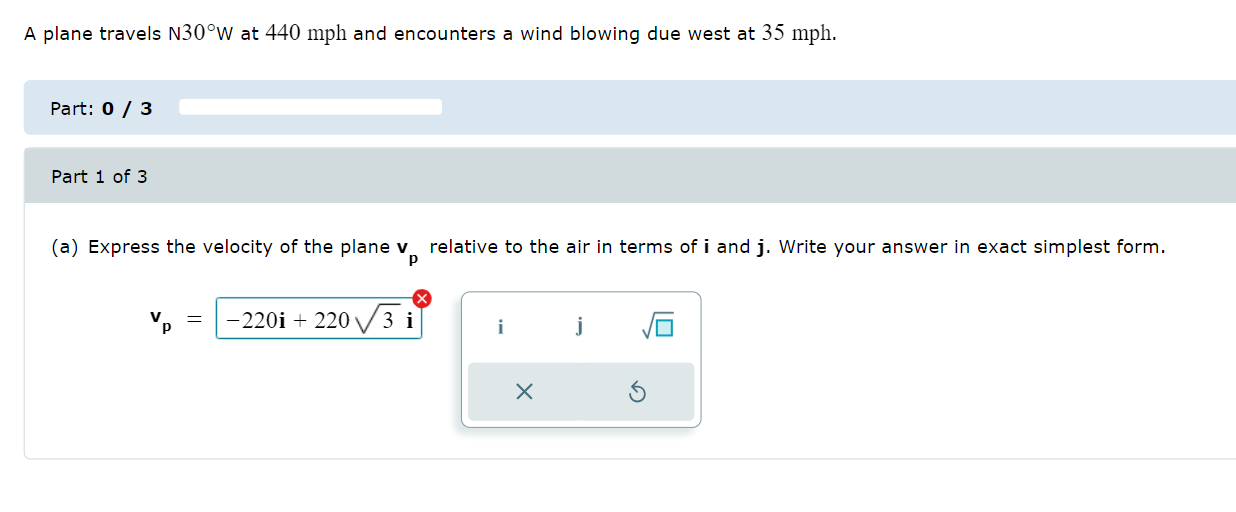 Solved A plane travels N30∘W at 440mph and encounters a wind | Chegg.com