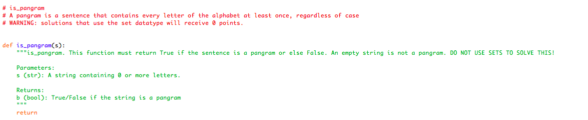 Solved # is_pangram # A pangram is a sentence that contains | Chegg.com