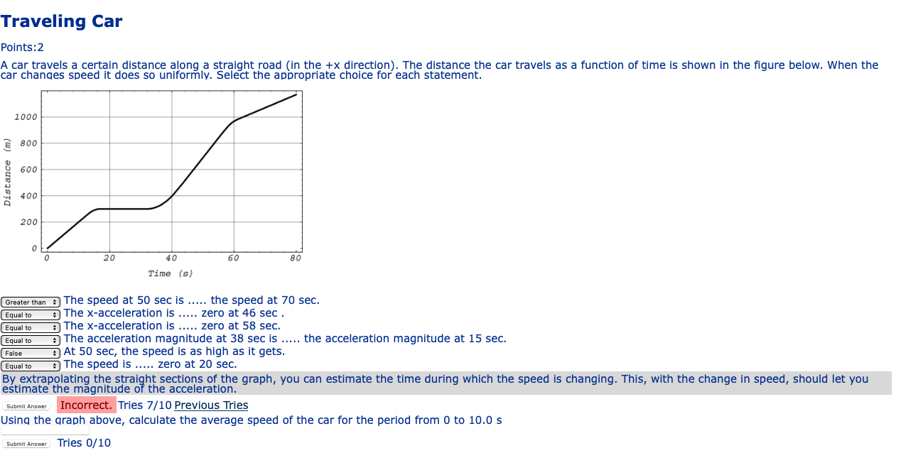 Solved Points:2 A car travels a certain distance along a | Chegg.com