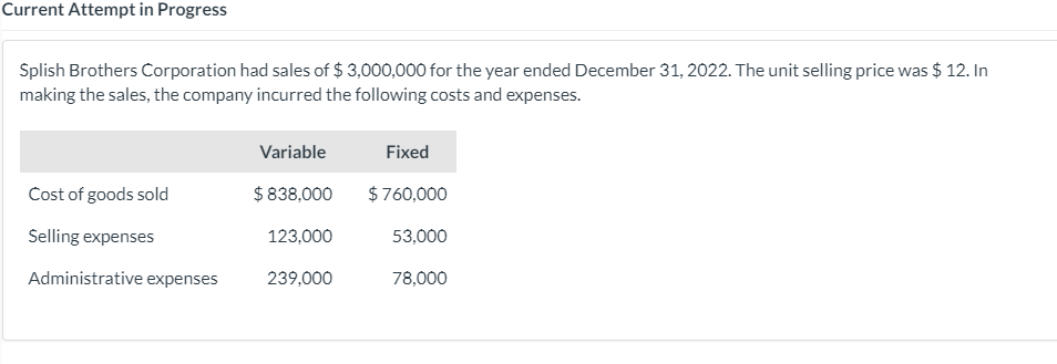 Solved Current Attempt in Progress Splish Brothers | Chegg.com