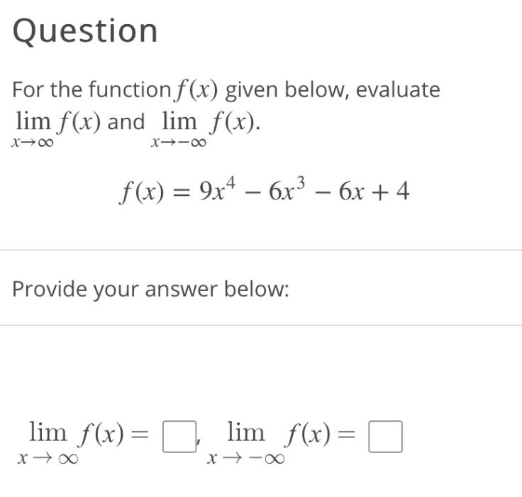 Solved Question For the function f(x) given below, evaluate | Chegg.com