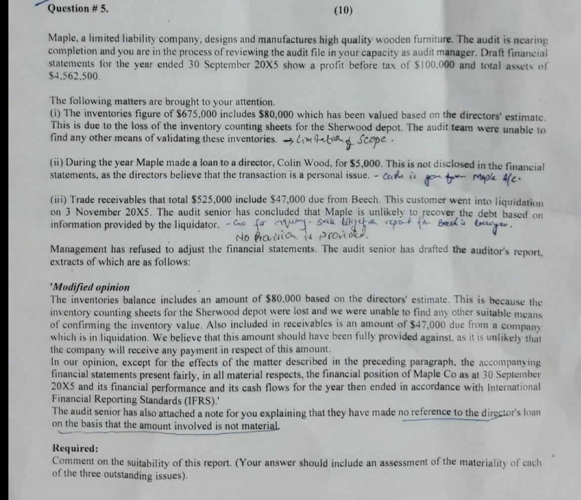 Solved Question \# 5 . Maple, a limited liability company, | Chegg.com