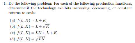 Solved 1. Do the following problem: For each of the | Chegg.com
