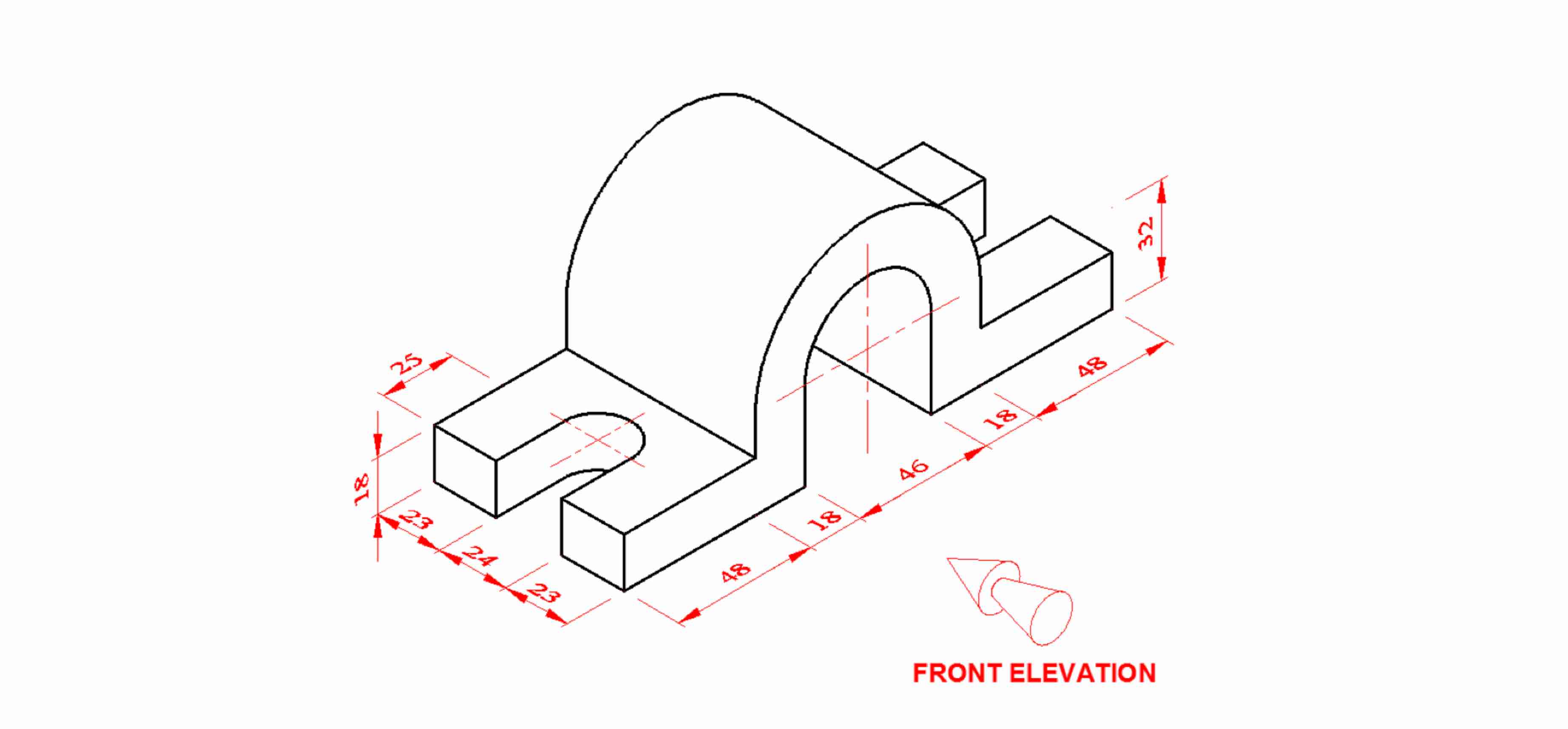 Solved Draw the front, left and top side views of the given | Chegg.com
