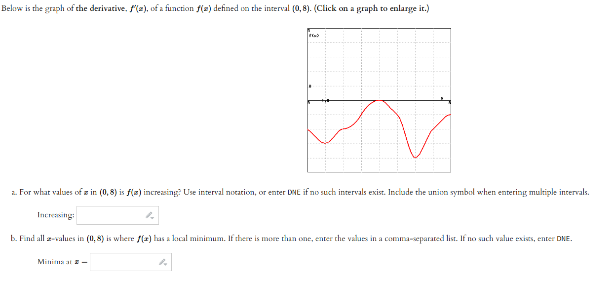 Solved b. Find all x-values in (0,8) is where f(x) has a | Chegg.com