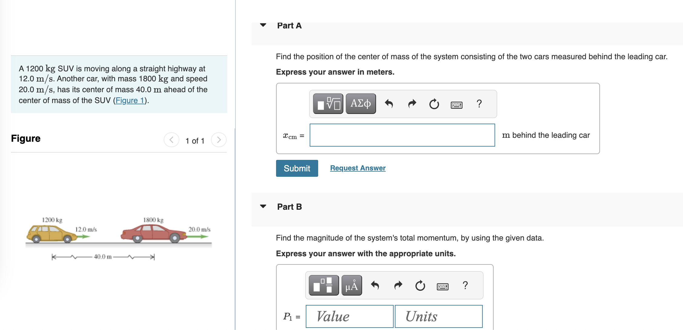 Solved A 1200 kg SUV is moving along a straight highway at | Chegg.com