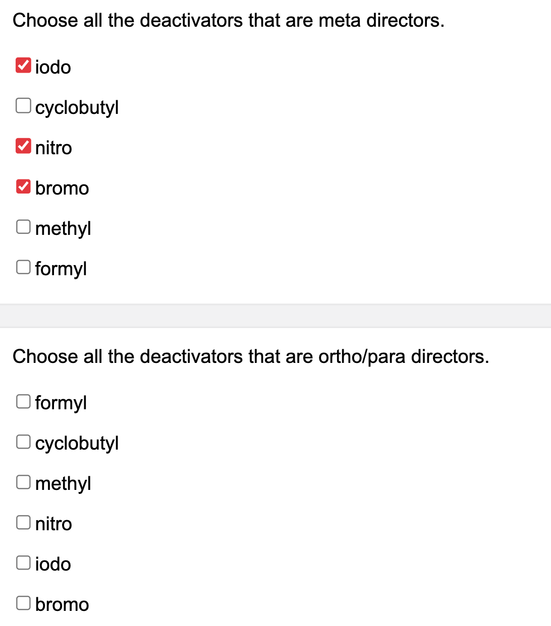 Solved 3. Choose all the deactivators that are meta | Chegg.com