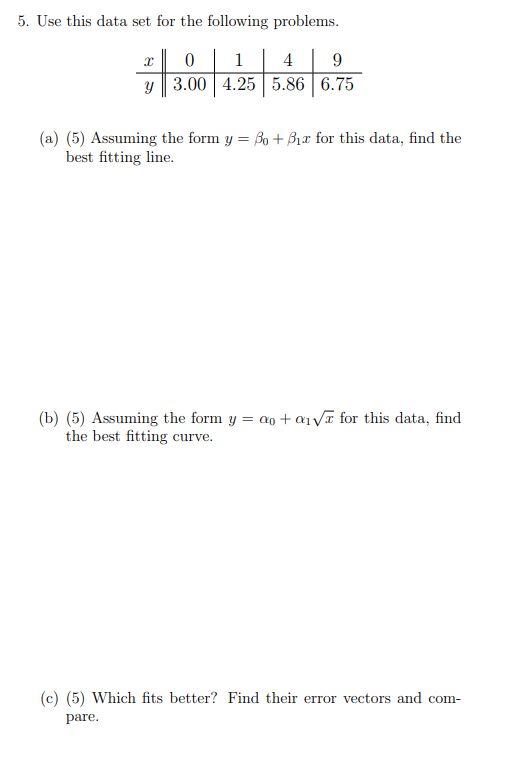 Solved 5. Use this data set for the following problems. 2 0 | Chegg.com