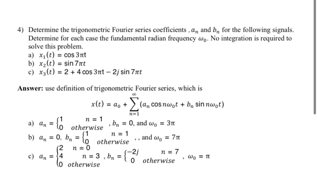 Solved 4) Determine the trigonometric Fourier series | Chegg.com