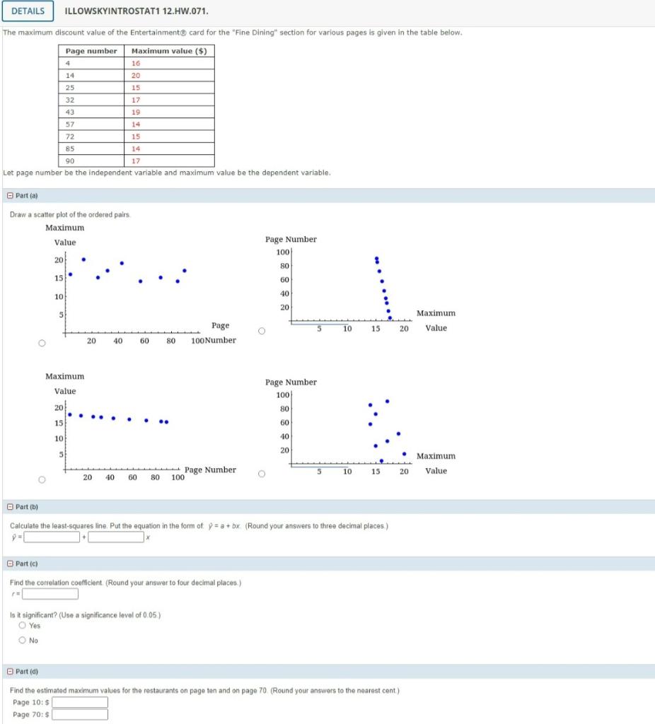 Solved DETAILS ILLOWSKYINTROSTAT1 12.HW.071. The maximum | Chegg.com
