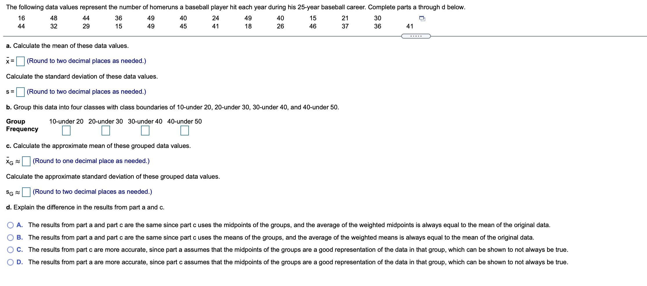 Solved The following data values represent the number of | Chegg.com