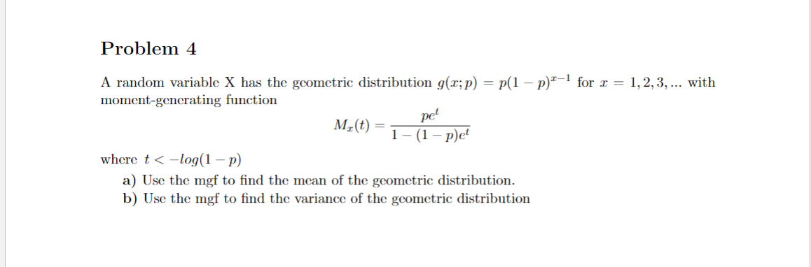 Solved A random variable X has the geometric distribution | Chegg.com