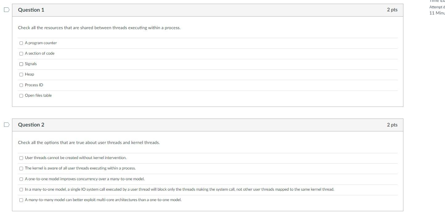 Solved Check all the resources that are shared between | Chegg.com