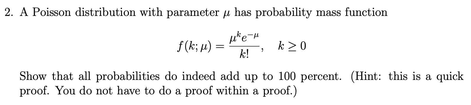 Solved A Poisson distribution with parameter μ has | Chegg.com