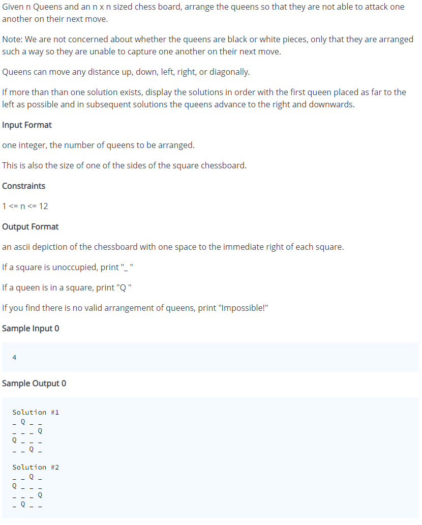 Solved Given n Queens and an n x n sized chess board, | Chegg.com
