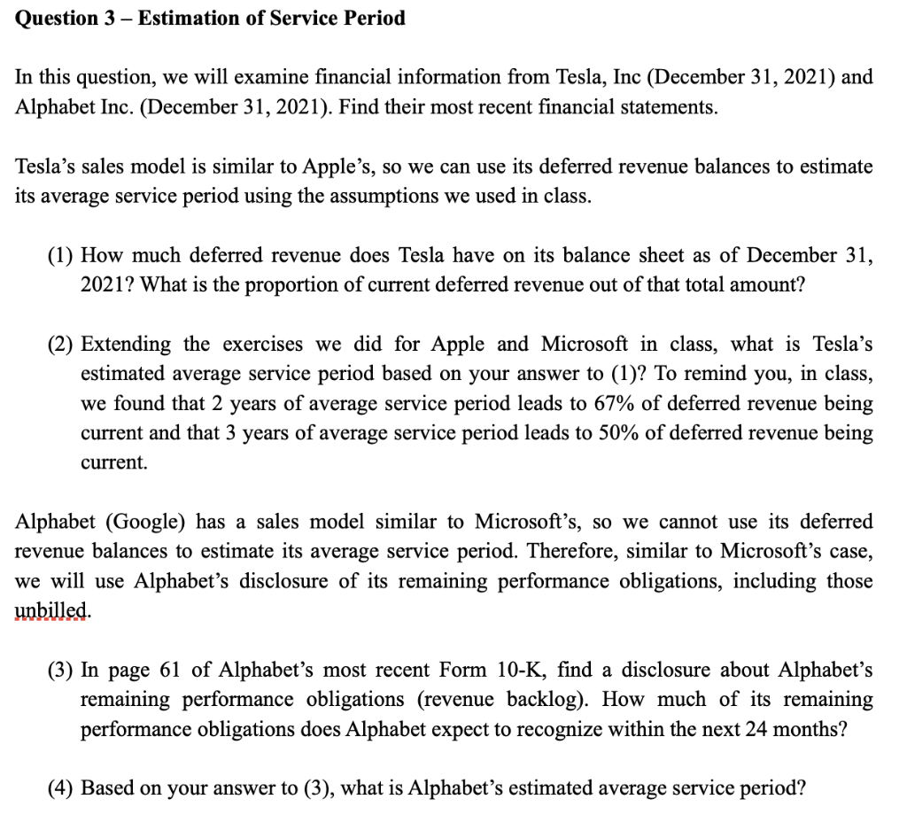 Question 3 - Estimation of Service Period In this | Chegg.com