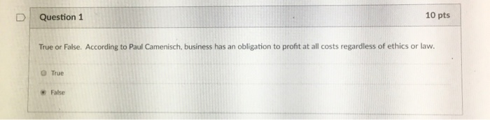 Solved D l Question 1 10 pts True or False. According to | Chegg.com