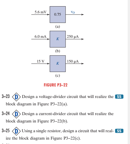 Solved FIGURE P3-22 3-23 D Design a voltage-divider circuit | Chegg.com