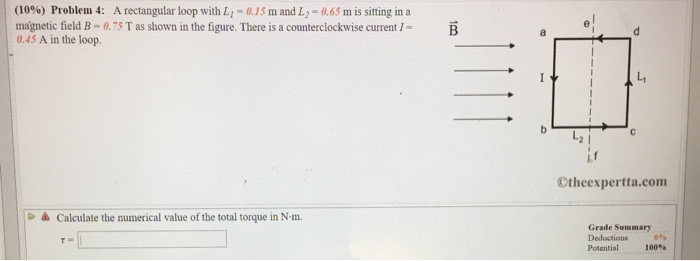 Solved (10%) Problen 4: A rectangular loop with L1-0.15 m | Chegg.com