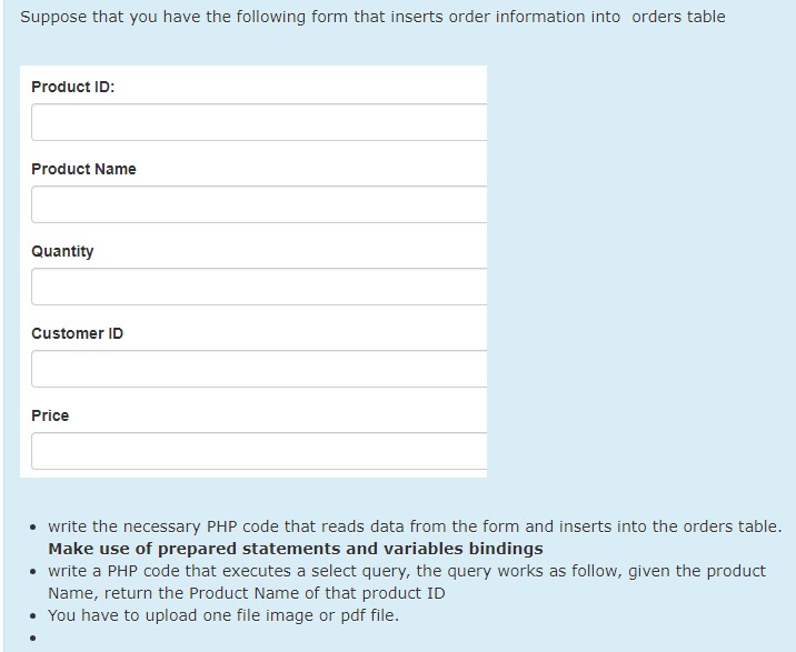 Solved Suppose that you have the following form that inserts | Chegg.com