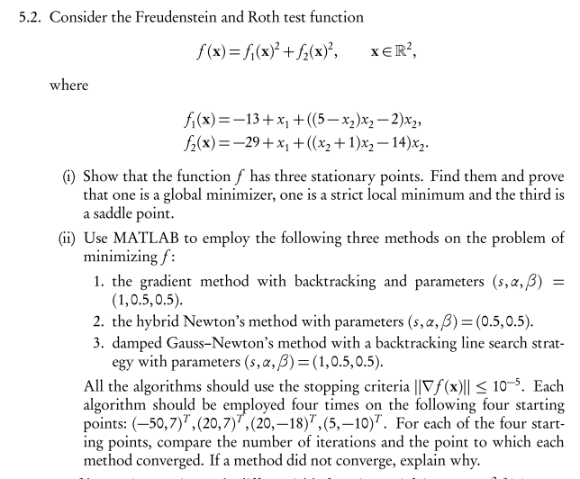 Solved 5.2. Consider the Freudenstein and Roth test function | Chegg.com