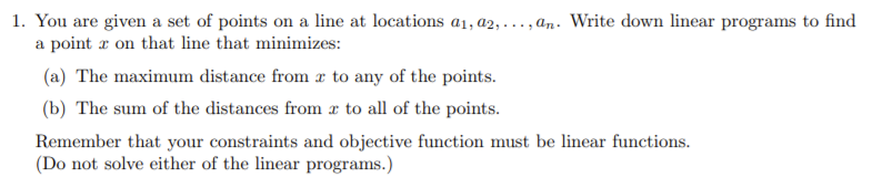 Solved 1. You are given a set of points on a line at | Chegg.com