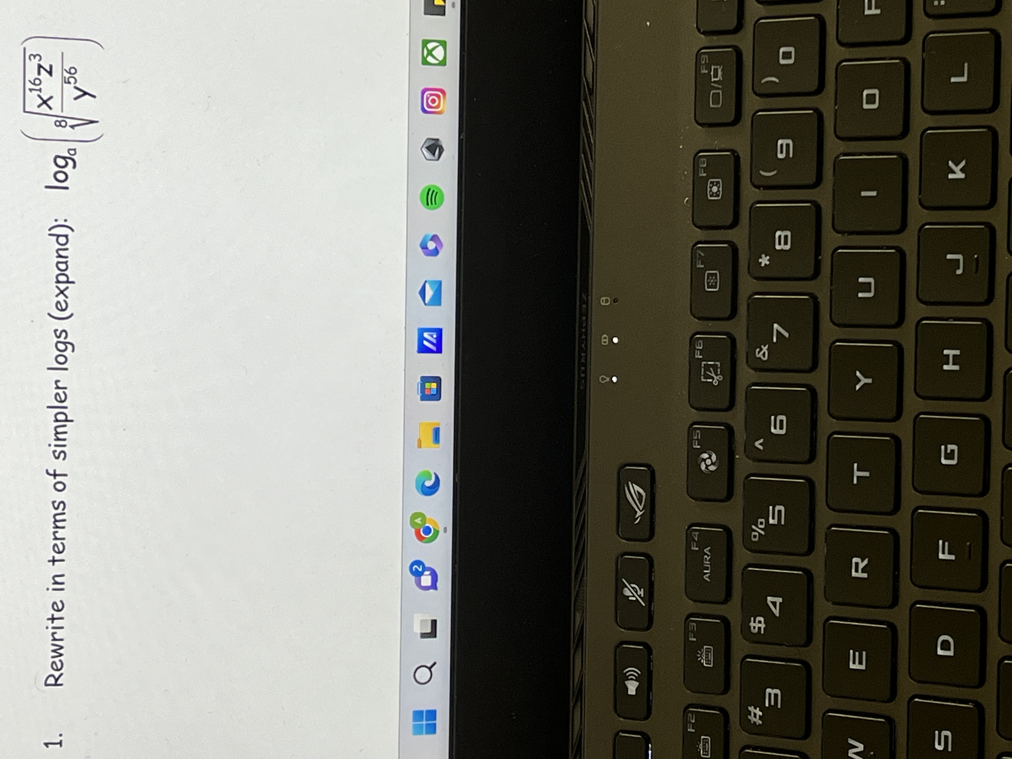 Solved 1. Rewrite in terms of simpler logs (expand): | Chegg.com