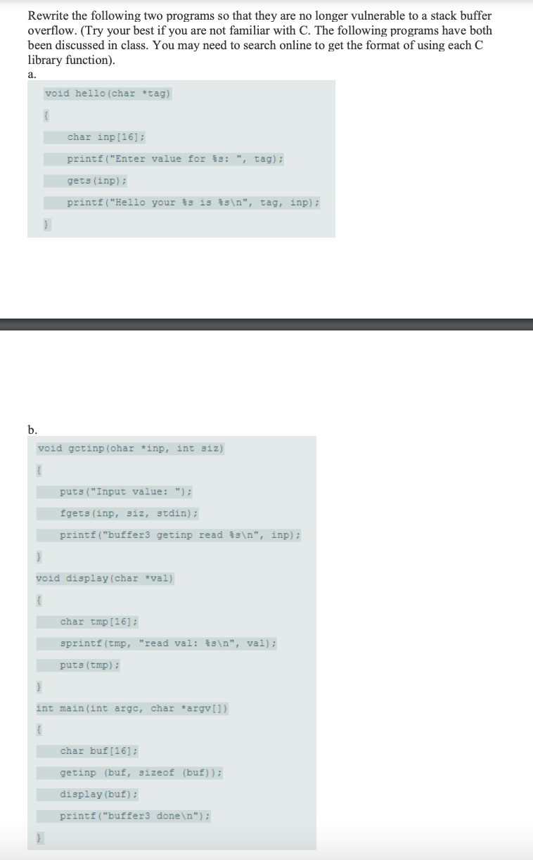 Solved Rewrite the following two programs so that they are | Chegg.com
