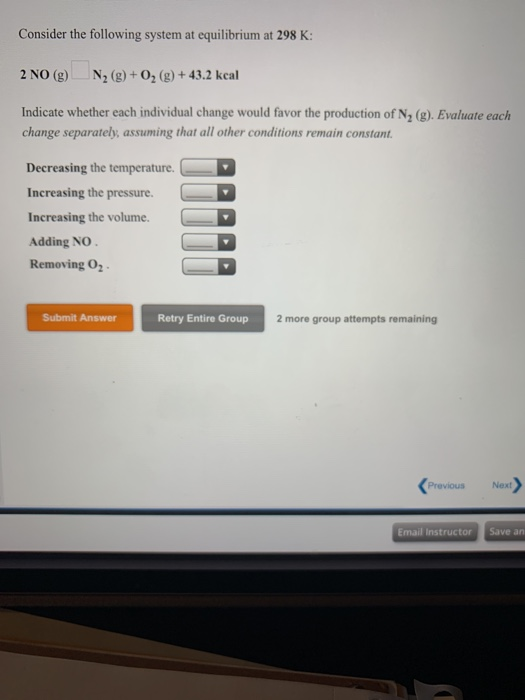 Solved Consider the following system at equilibrium at 298 | Chegg.com