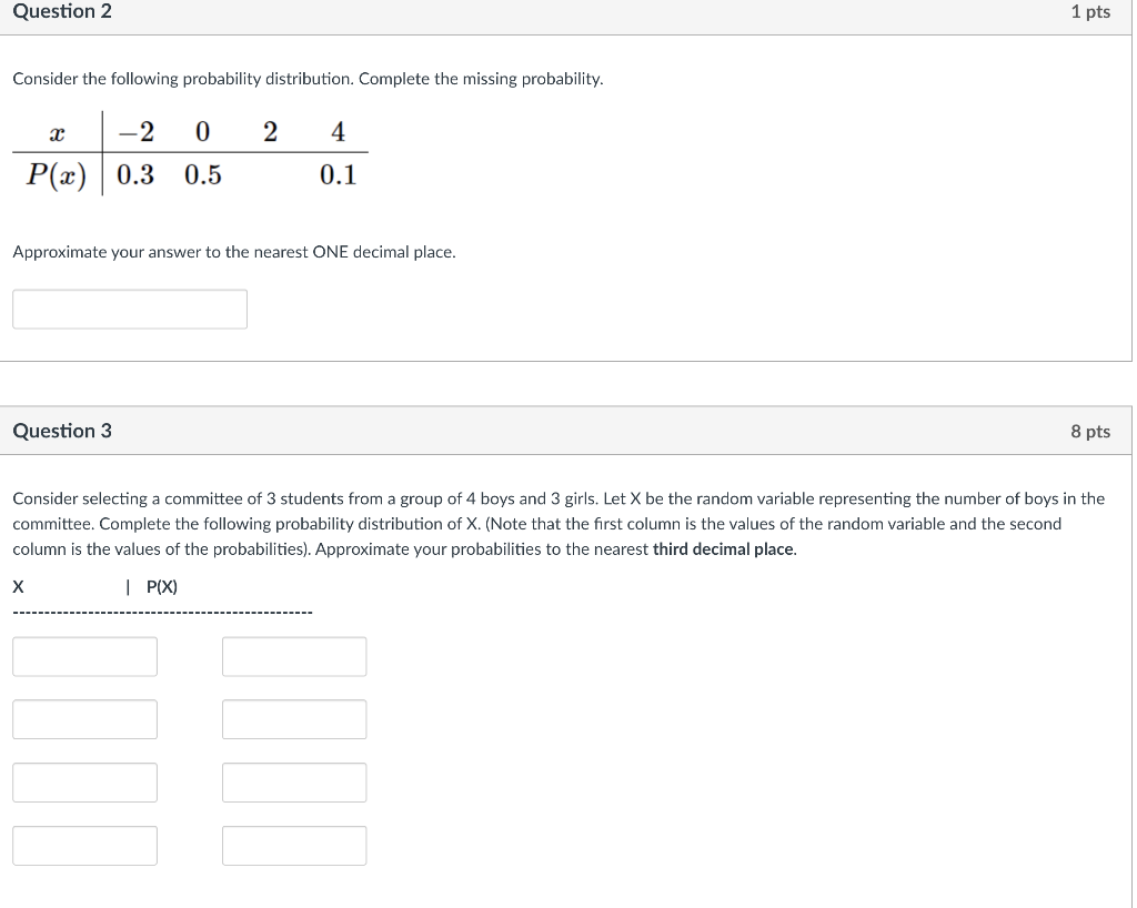 Solved Consider the following probability distribution. | Chegg.com