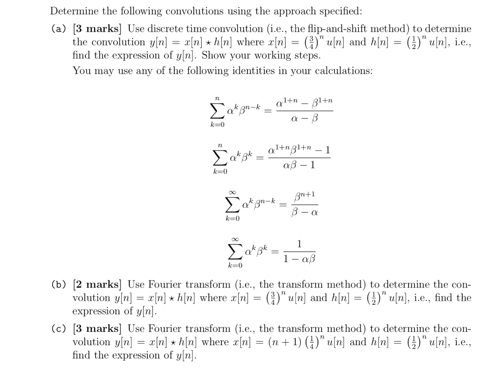 Solved Determine the following convolutions using the | Chegg.com